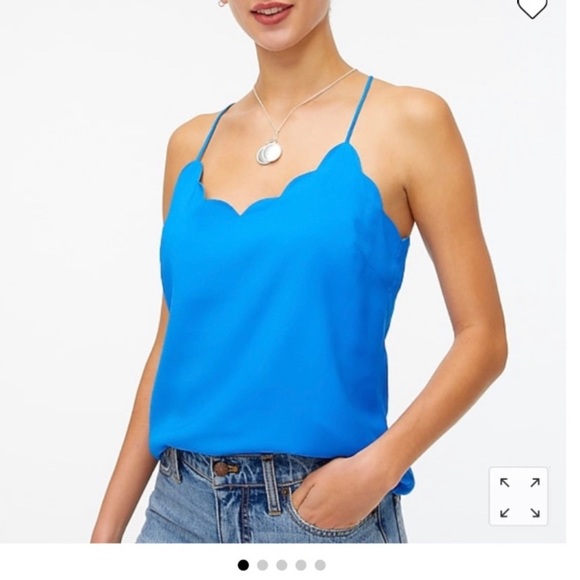 J. Crew | Tops | J Crew Azure Blue Scallop Tank | Poshmark